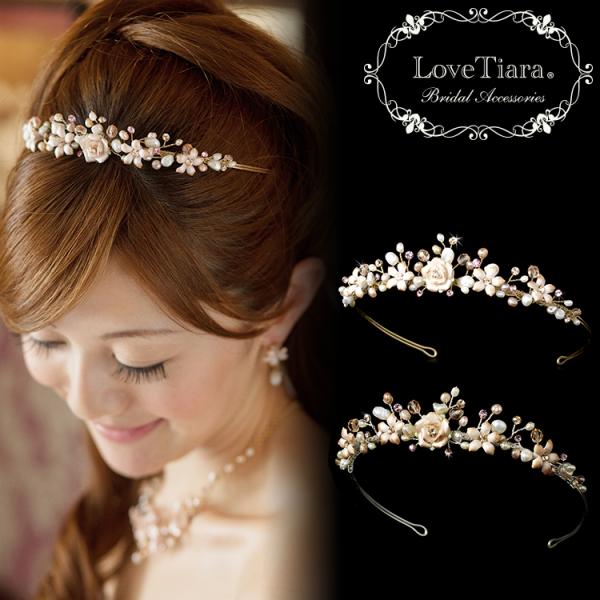 【川口春奈さん着用】スウィートピンク 淡水パール ティアラ|ウェディング ウエディング ブライダル 結婚式 二次会 ヘッドドレス アクセサリー ヘアアクセサリー ヘッドアクセサリー 髪飾り カチューシャ 小物 王冠 ゴールド 花嫁 パール ...