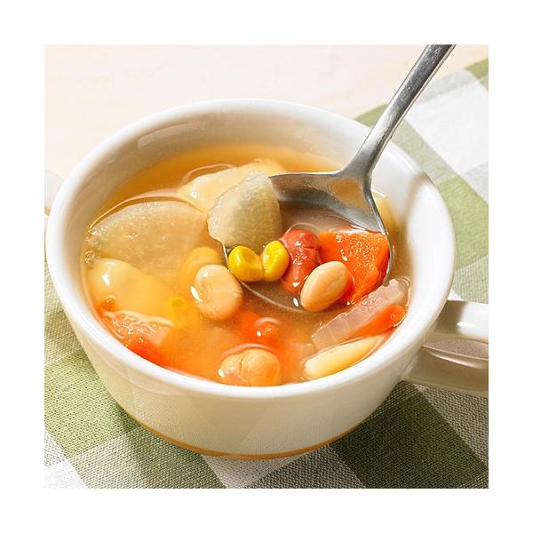 【内容量】1袋160g×10【賞味期限】常温2年（賞味期限が1/3（8か月）以上残っているものをお届け致します）【製造国】日本【原材料】野菜（大根（国産）、じゃが芋（国産）、人参、玉ねぎ、とうもろこし）、金時豆、ひよこ豆、大豆、青大豆、野菜...