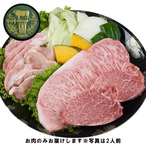 お口の中でとろけます!グルメなBBQに！特選宮崎牛極上プレミアムセット2人前（520g）宮崎牛のサーロイン＆ヘレ（ヒレ）をはじめ、国産の鶏・豚・自家製タレ・箸・おしぼり・皿まで付いたバーベキュー用のセットです。もちろんお家での焼肉パーティに...