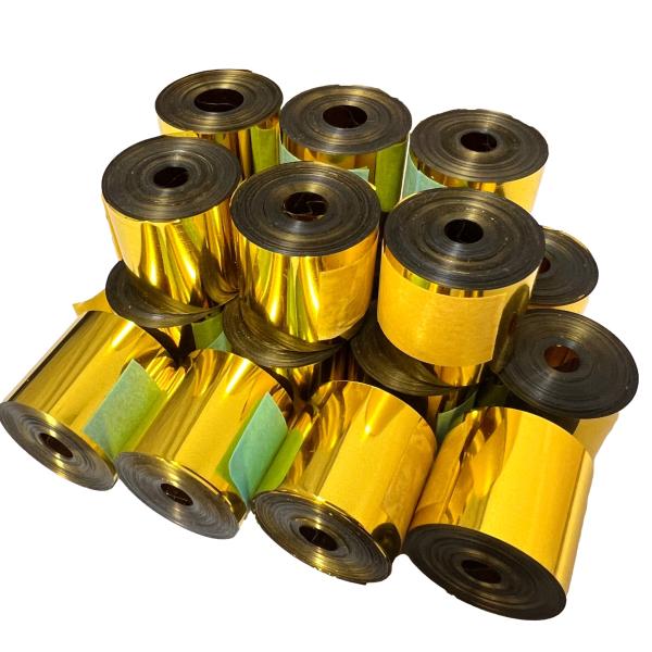 舞台演出用特効キャノン砲巻きテープ1m/10回巻き  ゴールドは厚み0.035mmもしくは0.05mmお好きな方をご選択ください。 １.厚み0.035mm/約78個(内容量1kg)　２.厚み0.05mm/約54個(内容量1kg) 。コンサー...