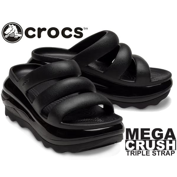 crocs MEGA CRUSH TRIPLE STRAP BLACK 209842-001インパクト大のビジュアルが特徴の"CLASSIC MEGA CRUSH CLOG クラシック メガクラッシュ クロッグ"をスリーストラップデザインの...