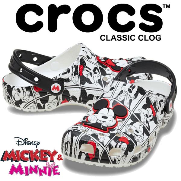 crocs MICKEY AND MINNIE CLASSIC CLOG 211483-90h[ 男女兼用商品 ]人気者のミッキーとミニーが、遊び心のあるデザインでクラシック クロッグに登場。つられて笑顔になるような表情を描いたグラフィック...
