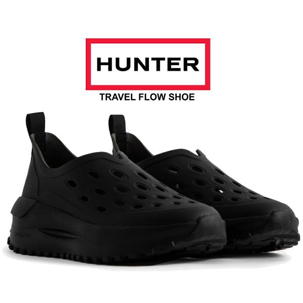 HUNTER UNISEX TRAVEL FLOW SHOE BLACK ufk1001eva-blk軽量でビーチでも、シティで着用可能なユニセックストラベルフローシューは、水中でも乾いた路面でも履けるハイブリッドなデザイン。屈曲性の高いラ...