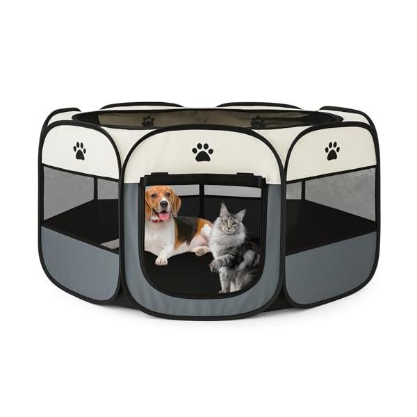 シンプルグレー/XL/DOU24821・Color:グレーNumberOfPanels:8Size:XL・ワンタッチ可能折り畳みペットサークルパッと広げて、5秒程度で手軽にでき、展開する時は91*91*58cmのゆったりサイズで大型犬も楽々...