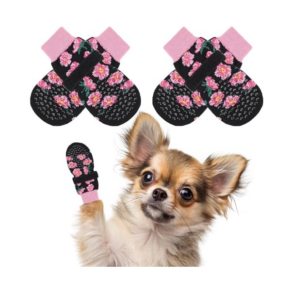 花ー黒/S/bin027kutu・Color:花ー黒Size:S・??サイズ：ご購入前に必ずペットの足を測定してください。足幅が2つのサイズの中間にある場合は、より大きめのサイズをお選びください。・??おしゃれなデザイン：この犬用ソックスは...