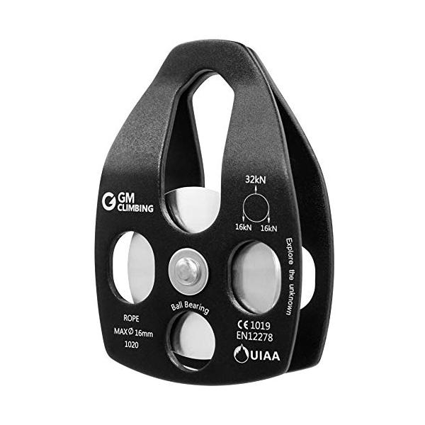 ・シングルシーブ・ブラック  GM1041black・・Color:シングルシーブ・ブラック・GM CLIMBINGのラージサイズモバイルプーリーは32kNの強度を持ち、耐久性に優れ、ボールベアリングが内蔵され、静かでスムーズに回転でき、ア...
