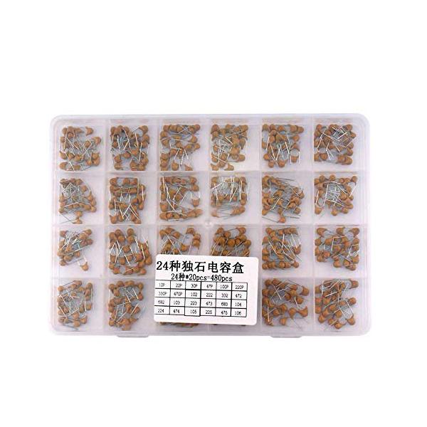 パッケージは以下を含みます： 1セット電解コンデンサボックス（480個）  仕様： 電圧：50V 容量：20％ 間隔：5.08MM 静電容量：10PF-10UF 耐電圧：50（V） 頻度：低頻度  モニターにより色合いが異なり、実物と異なる...