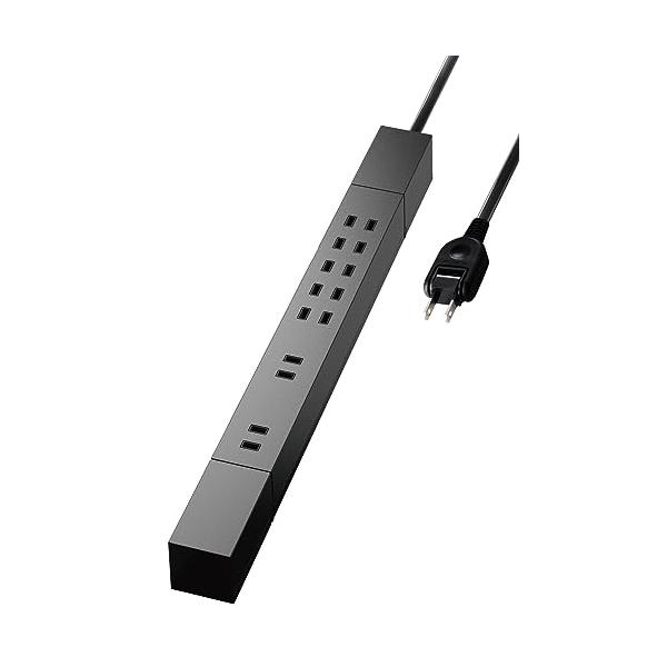 (1) 電源タップ単品ブラック/1m/ECT-0510BK・Size:1mStyle:(1) 電源タップ単品・パッケージ個数:1・7つの差込口を備え、利用シーンに合わせ形状を変更させることができる可動式電源タップです。・脚パーツを展開するこ...