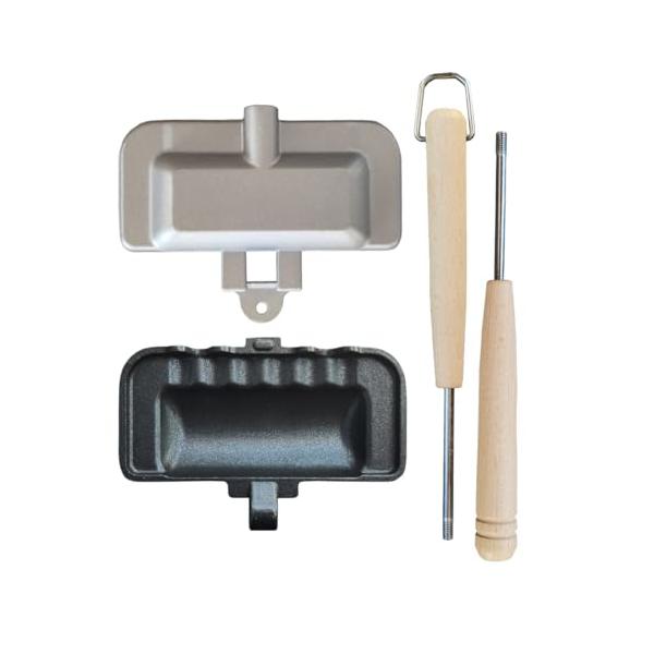 グレー/-/HK-H001・Color:グレー・??上下分離型?持ち手分離型1枚食べパン専用上下分離、木製ハンドルと焼く部分は４つに分解できる新しいデザイン。食パン1枚で、女性もお子さんも食べやすいホットサンドが作れるひとり分でちょうどいい...