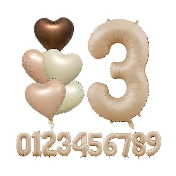 3/キャラメル色/L-X0121・Size:キャラメル色Color:3・セット内容：40インチ数字バルーン*1個、18インチハートバルーン*5個、ストロー*1本。・雰囲気作る：お部屋の雰囲気を、一気に誕生日パーティーを感じる雰囲気へ変えたい...