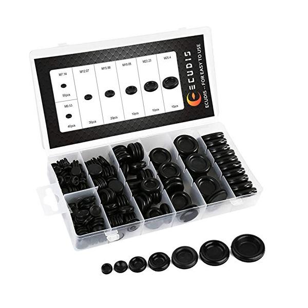 パッケージ個数:1・全7サイズのゴムブッシング170個セット(収納ケース付き)・50個 7.14 mm / 40個 9.53 mm / 30個 12.07 mm / 20個 15.88 mm / 10個19.05 mm / 10個 22.2...