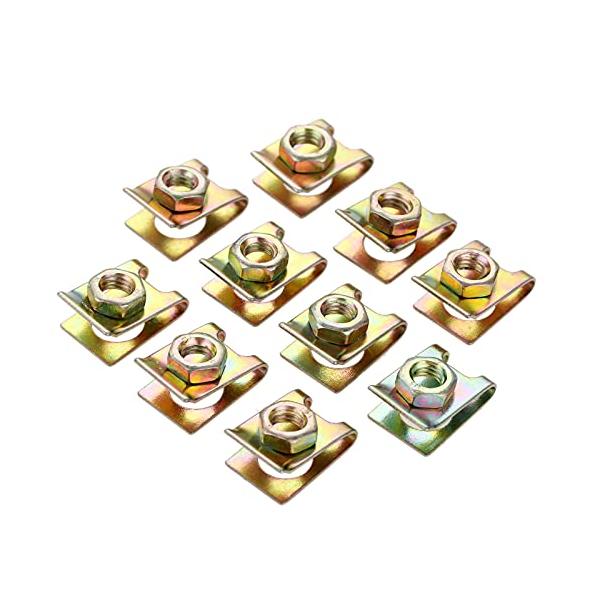 【材質】金属亜鉛・【入り数】20個・【サイズ】約19x16mm(L*W)　内部の高さ：約3.3mm　ねじサイズ:M6・【商品特徴】このクリップナットが汎用タイプのかーアクセサリで、M6なのでボルトフックのM6と合わせて車のサンシェードの脱落...