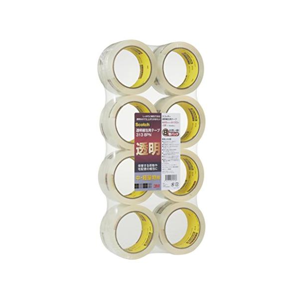 2・8巻パック・透明 48mmx50m 313 8PN・・Style:2・8巻パック・貼った時の見た目がキレイ! 布テープに負けない強さと粘着力。透明だから、用途が広がる。・サイズ:48mm×50m  入り数:8巻  巻芯径:76mm・仕様...