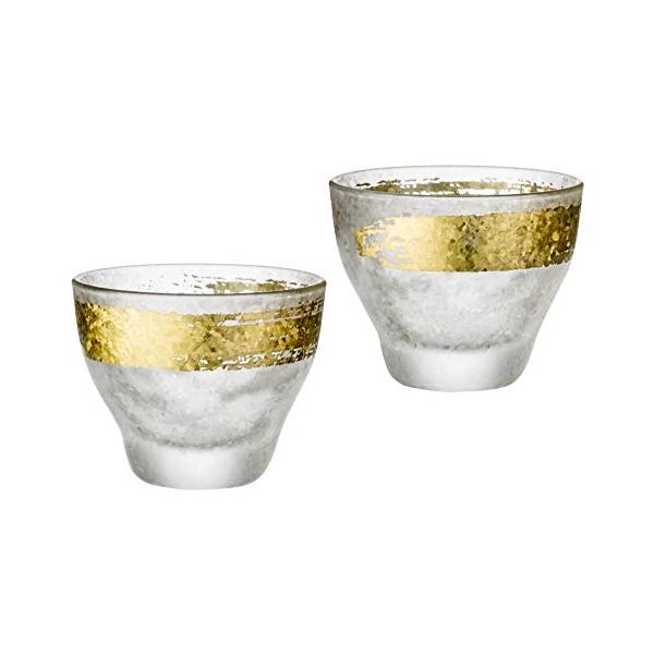 おしゃれおちょこ・金一文字 約90ml S-6279・・Color:金一文字PatternName:ペアセット・サイズ:約最大7(口径7)×高さ5.7cm(1個当たり)・重量:280g/グラスのみ・素材・材質:ソーダガラス・生産国:日本・容...