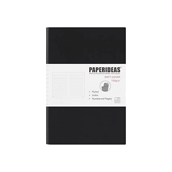 横罫ブラック/-/-・Color:ブラックStyle:横罫・ソフトレザーカバー：表と裏の独創的なカラーコントラストデザイン・100ｇ/m2上質紙を使用した高品質ノート、インクがにじみにくく、裏写りもしにくい・94枚紙/188ページ：大容量で...