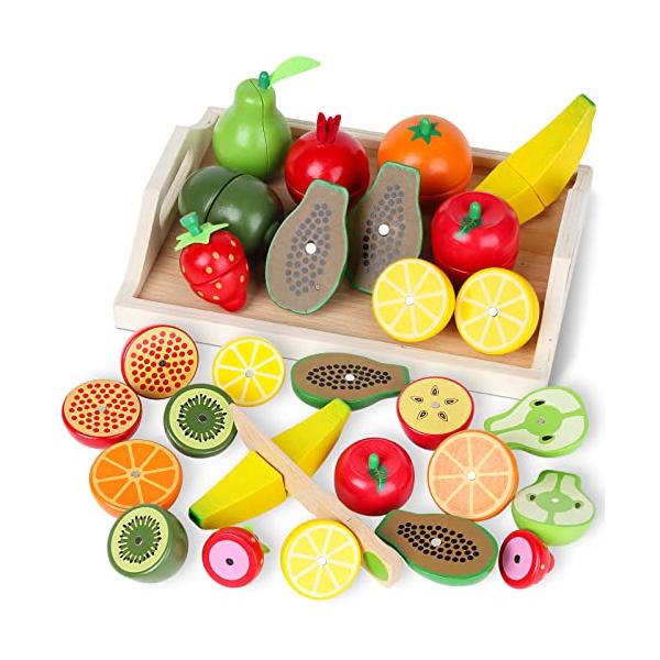多色/ワンサイズ/-・大人が見ていてもワクワクするような、色々な種類のくだものが詰まったままごとセットです。木目の上品さ、美しさを最大限活かした色使い。上品なカラーに仕上がっています。・粘着テープのものより、マグネットは遥かに切りやすくて、...