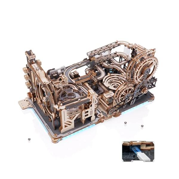 独創性従来の「マーブルラン・夜の町」と「マーブルラン・宇宙港」の両モデルを組み合わせた、特別な進化版です。この組み合わせセットでは、さらなる楽しみ方を提供します。USB接続で電力を供給し、ボールの動きを手軽に操作することが可能です（USBケ...