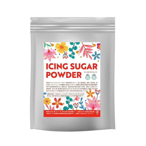 パッケージ個数:1・内容量：400g・原材料：グラニュー糖（国内製造）、澱粉、粉末卵白（卵を含む）デキストリン／増粘剤（カラギナン）、香料・保管方法：直射日光、高温多湿の場所を避けて保存、湿気にご注意ください