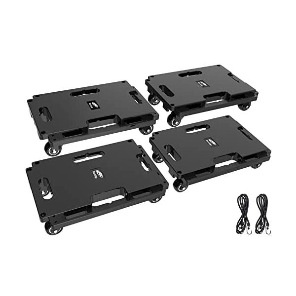 商業の耐久性ブラック/4/SPKMFDBK-4P-JP・Size:4Color:ブラック・連接可能＆積み重ねこの平台車は連接機能を持ち、各辺に取り付け部を備えているため、横方向にも縦方向にも連接することが可能です。 だから、持ち運ぶものの大...