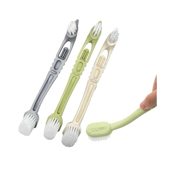 グリーン、グレー、ベージュ/大きい/KKLM-0825001・商品内容3色セットの靴ブラシ（グリーン、グレー、ベージュ）、軽量34g・長さ22cmで手軽に使用可能。・長柄デザイン一般的なブラシより柄が長く、力を入れずに洗え、滑り止めハンドル...