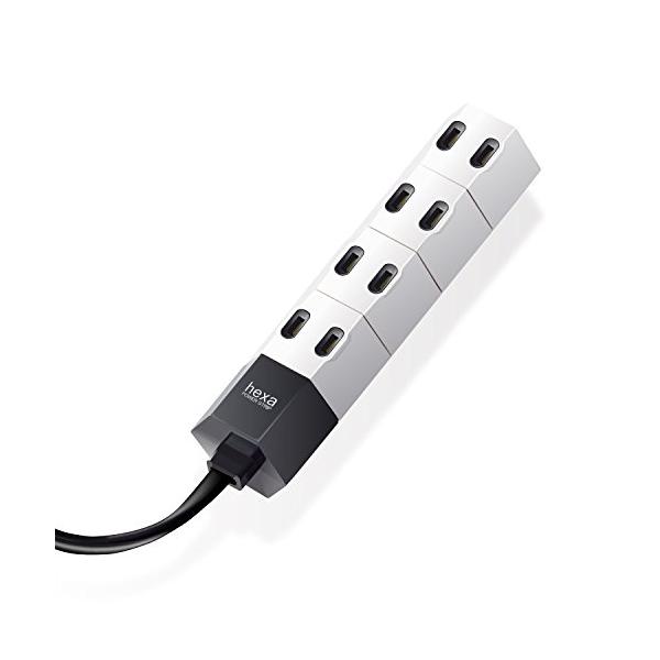 4個口ホワイト/1m/T-HX7-2410WH・Color:ホワイトSize:1mStyle:4個口・パッケージ個数:1・差込口が個別に回転し、大きな充電器を差しても干渉しない。光沢感・マット調、2つの質感をもたせた高級感のあるデザイン回転...