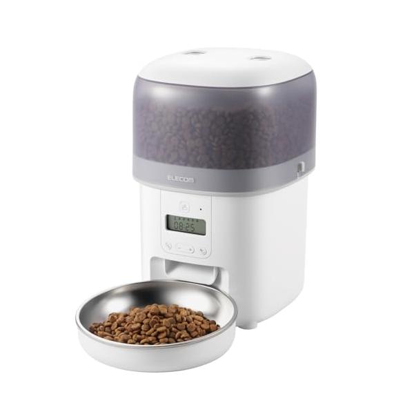 ホワイト/-/PET-AF05WH・Color:ホワイト・省スペース設計で、限られたスペースでも無理なく置ける。給餌のタイミングや量を細かく設定でき、外出中も規則正しい食生活でワンちゃん・ネコちゃんの健康維持をサポートする、タイマー式自動給...