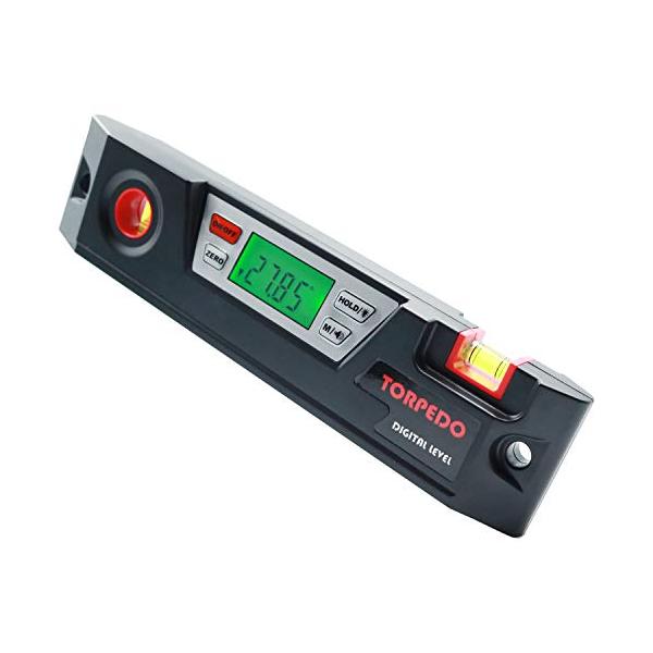 マグネット・【角度が数値でわかる】どの位の傾きがあるのか数値でわかるのはデジタル式だけ。角度（°）、勾配（％）、ピッチ（IN/FT）に対応・【表示を見ずに水平、垂直がわかる】水平、垂直をブザー音でお知らせ。目が離せないシーンでの水平出しに便...