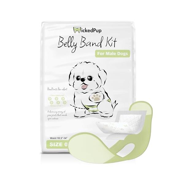 白色、黄緑色/サイズ0/W015001・Size:サイズ0・ストレスフリーライフスタイル：快適な時間を過ごしながら、WICKEDPUPのマナーベルトキットがペットのマーキングやおもらし、介護の他、お出かけ時のマナーを含むさまざまなシーンで活...