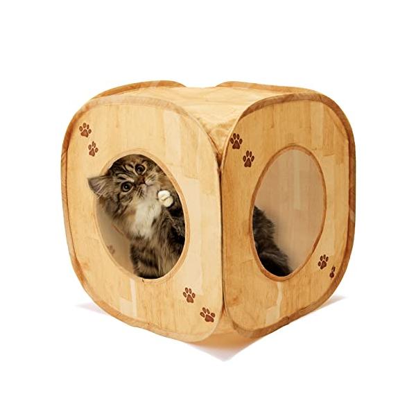 レギュラー・木目柄 Small 4580471867488・・PatternName:キューブStyle:レギュラーColor:木目柄・【一度遊んだらやめられない！猫が大好きカサカサ素材】 猫壱の人気おもちゃ「キャットトンネルスパイラル」と...