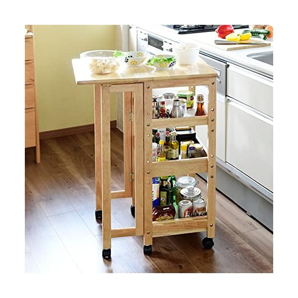 高さ85(3段)バタフライ・天然木 幅45×奥行40/62×高さ85cm ABW-8560(NA)・・Color:天然木Style:高さ85(3段)バタフライ・【作業台になるキッチンワゴン】キッチンの作業スペースが少なくてお困りの方にオスス...