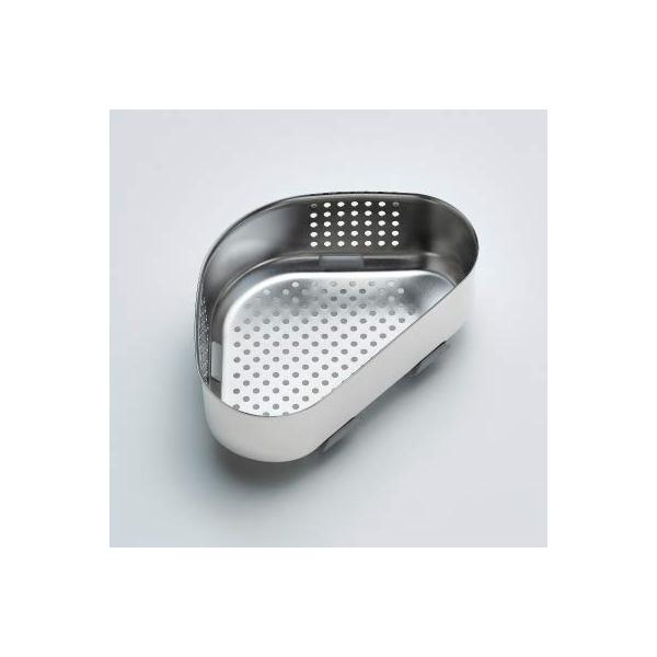 パッケージ個数:1・ステンレス製で汚れに強いコーティング「美コート」が施された三角コーナー。・流レールシンクの排水口にピッタリ収まります。・サイズ：W25.3×D16.5×H9.6cm