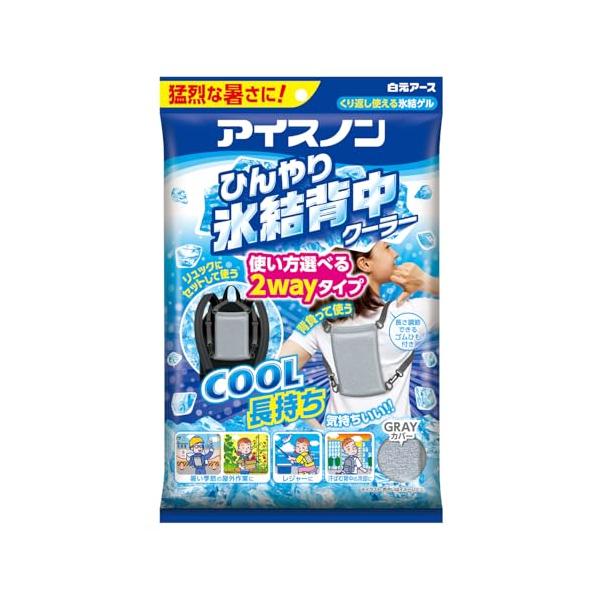 グレイ/-/-・PatternName:氷結背中クーラー・パッケージ個数:1・冷凍庫で凍らせるとカチカチに固くなる氷結ゲルが背中をしっかり冷やします。・グレーカラーの洗える専用カバー付き。・専用カバーに入れてそのまま背負う、またはリュックに...