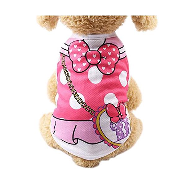 小中型犬服ピンクとローズレッド/Mサイズ (x 1)/CW00346・Color:ピンクとローズレッドSize:Mサイズ (x 1)・パッケージ個数:1・材質：綿 弾力性、触り良く、伸縮性と通気性があって、お散歩、お出かけなどに大活躍し、春...