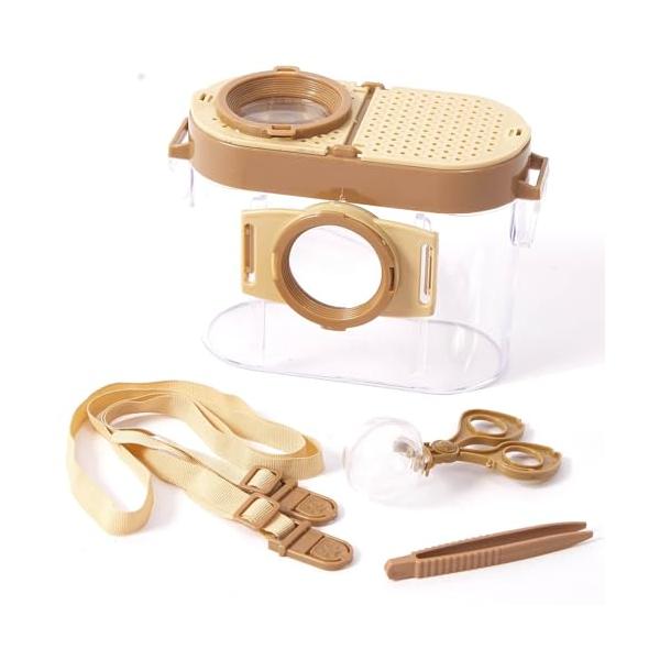 ブラウン/-/-・Color:ブラウン・パッケージ個数:1・詳細仕様飼育ケース×1、取り外し可能なストラップ（ひも）×1、ピンセット×1、昆虫トラップx1。材質：高品質ABS、PMMA樹脂。・親子の自然探索虫を捕獲し、レンズで観察することで...