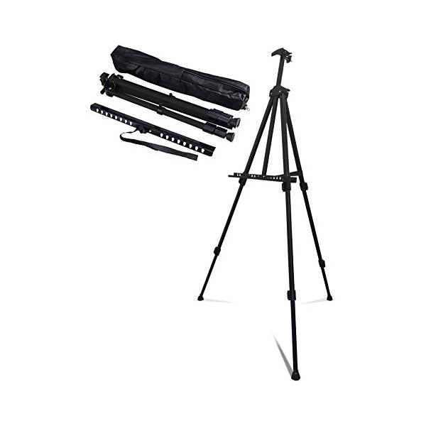 折りたたみ可能ブラック/-/-・対応パネル：高さ830mm　厚み25mmまで　軽量パネル用・枠内高さ：約830mm（横置きでF40号、縦置きでF25号程度が使用できます）・本体重量:1.05kg 素材:スチール+樹脂・付属品:収納袋付き