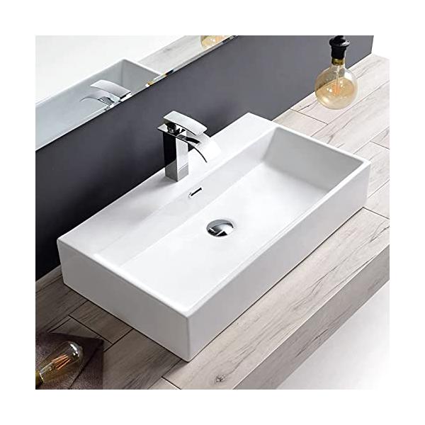 ジャパニーズ白/長方形6(60.5x36x13cm)/-・Size:長方形6(60.5x36x13cm)・?シンプルなデザイン：この洗面鉢は陶器のもつ落ち着いた質感と、シンプルな長方形で室内のどんなデザインにも合わせやすく、個性豊かな洗面空...