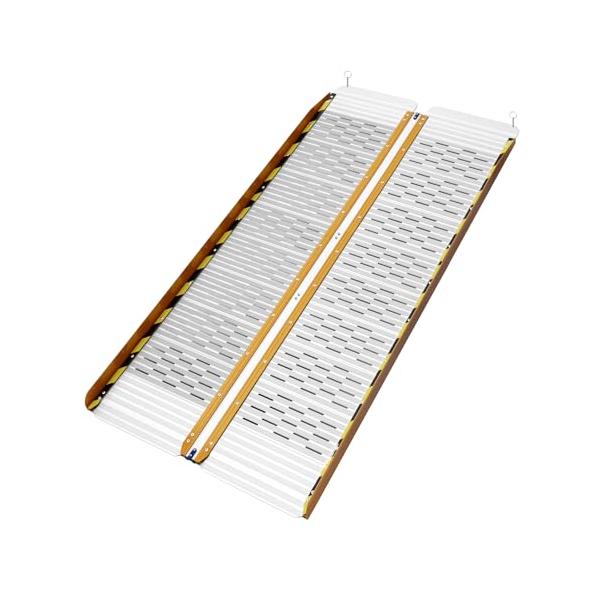 シルバー/152cm（使用高さ：15-37.5cm）/MR607SWC-5・Size:152cm（使用高さ：15-37.5cm）・段差解消に最適：車椅子用スロープは、軽量で丈夫な設計で、車椅子の昇降をスムーズにサポートします。展開サイズ：長...