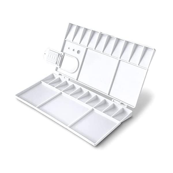 絵の具・ホワイト 20色 QA132・・Size:20色・【商品仕様】材質：PP製、25仕切、収納時サイズ：20.2×9.8cm、展開時サイズ：20.2×20.2cm、重量：47g。・【特徴】(1)特殊加工で絵の具をはじきにくい。(2)白く...