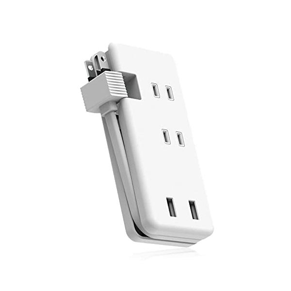 単品ホワイト/AC3個口 USB-A×2ポート/ECT-1702WH・Size:AC3個口 USB-A×2ポートStyle:単品・パッケージ個数:1・片面に2つ、もう片面に1つの合計3つのAC差込口と、2つのUSB-Aポートを備えたモバイル...