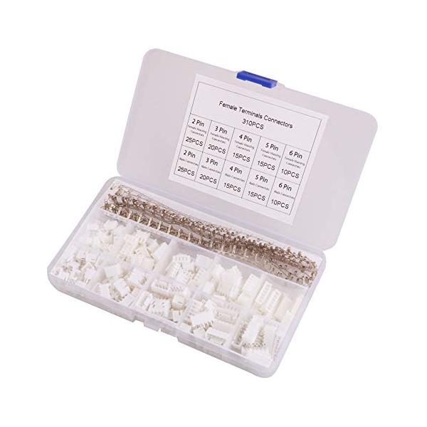 パッケージ個数:1・ 製品名：JST プラグ コネクタ キット。・ コネクタタイプ：JST-XH。 ピン間隔：2.54mm。 ピン数：2/3/4/5/6ピン。・ 高品質：圧着ピンコネクタは、耐久性のあるプラスチックと金属でできています。 錫...