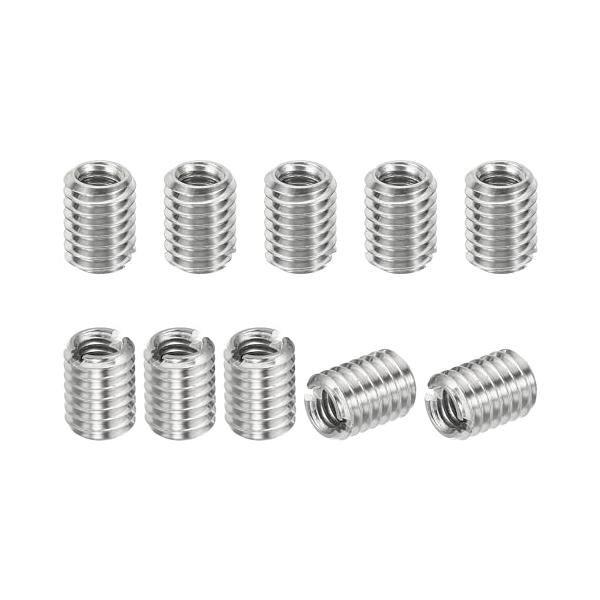 シルバー/内径M4*0.7 外径M6*1 長さ8mm/-・Size:内径M4*0.7 外径M6*1 長さ8mm・商品仕様複数のサイズオプション、内ねじ*内ピッチ - 外ねじ*外ピッチ - 長さ、10個入り埋め込みナッがセット、毎日の使用や交...
