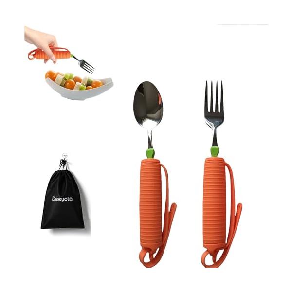 オレンジ色/-/-・Color:オレンジ色・適応型食器高齢者用 手の可動性が制限されている人向けに特別に設計されています。食事補助バンドは器具の滑り止めを防止し、グリップ力をアップし、手を握りやすくなり、摂食の自信を高めるので、生活での自立...