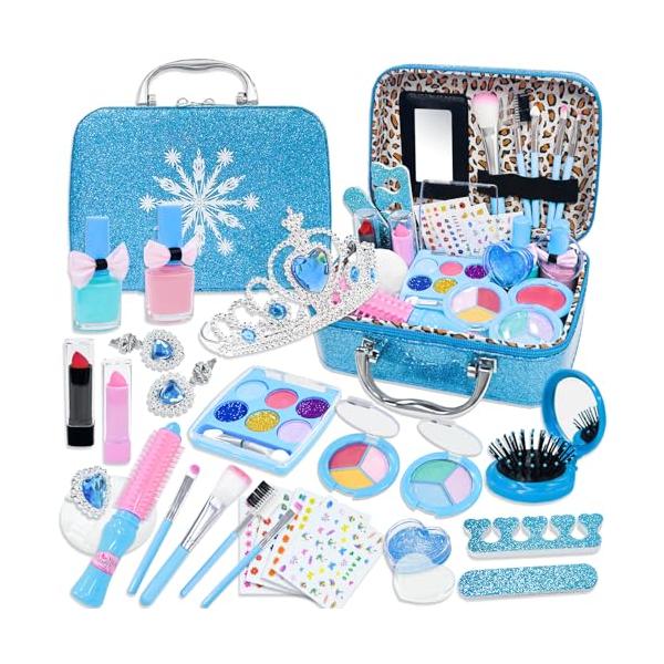 色が付けるメイクおもちゃ：子どもに向けてのメイクアップセットです。水性で肌に優しい素材を使用し、あんしんして遊ぶことができますカラフルなアイシャドー・チーク・リップ・ネイルなどの小物がセットになっているので、メイクに憧れる子どもにおすすめし...