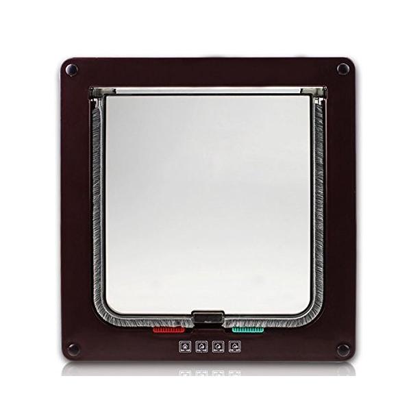 ・ブラウン  ・・Color:ブラウン・猫・犬用ペットドア キャットドア。取り付けネジ、両面粘着テープと当店(NETKEY)独自の日本語取扱説明書付き。・サイズ：25×23.5×5.5cm(外寸) 21×19cm(出入り通路) 壁厚さ：15...