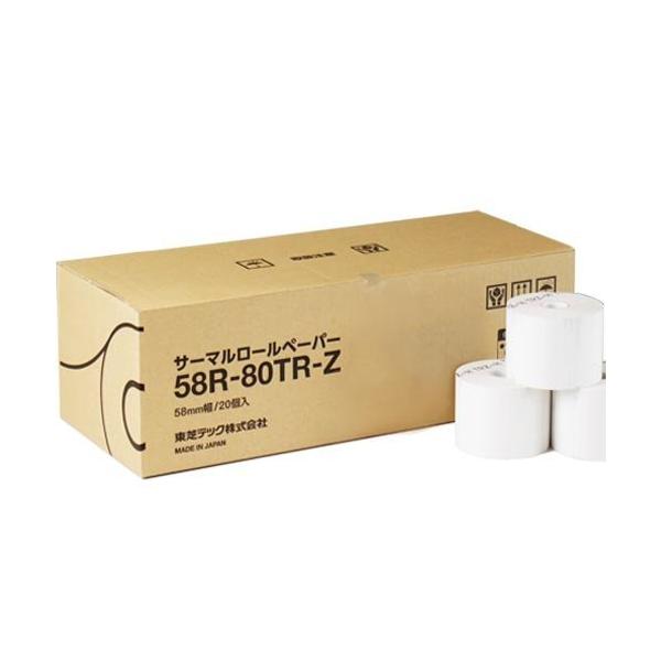 ホワイト/-/-・パッケージ個数:20・サイズ：紙幅 58mm × 外径 80mm × 芯内径 20mm・紙の長さ：約63ｍ・東芝TEC純正の感熱ロールペーパーです。芯のないタイプです。・《58R-80TRS-20》の新パッケージ・新型番商...