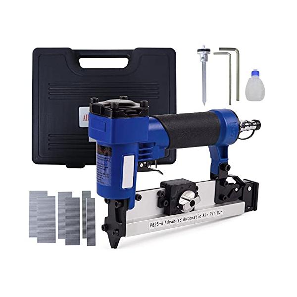 blackblue/-/-・パッケージ個数:1・梱包ピン針打機本体X1、六角スパナX2、ジェットオイラ（油入）X1、撃針備品X1、ネイル備品X1セット・用途木工、室内装飾品の仕上げ、住宅の内装工事で用いられ、巾木や回り縁、化粧材などの取り付...