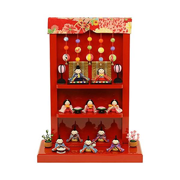 つるし飾りレッド/-/-・Style:つるし飾り・品番：n002rkd-0659　雛人形 おしゃれ ひな人形 つるし飾り わらべ雛 10人揃い ちりめん 雛人形 コンパクト 小さい ミニ お雛様 ひな祭り 龍虎堂 リュウコドウ・サイズ：横幅...