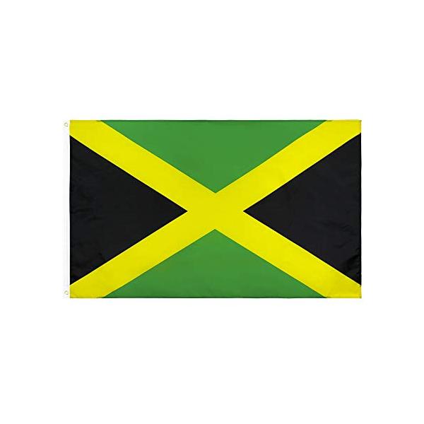 ジャマイカ/-/-・Color:ジャマイカ・縦90cm×横150cmのサイズです。・一般的な国旗は厚みが70D(デニール)ですが弊社は100Dなので透けて後ろの物が見える事がありません。・一般的な国旗より非常に濃い印刷に致しましたので遠目か...