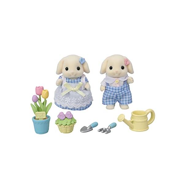 フローラウサギきょうだい/フリーサイズ/DF-25・Style:フローラウサギPatternName:きょうだい・たれ耳がかわいい、お花が大好きなフローラウサギの女の子と男の子と、ガーデニング小物のセットです。・お花のおせわ遊びができる、チ...
