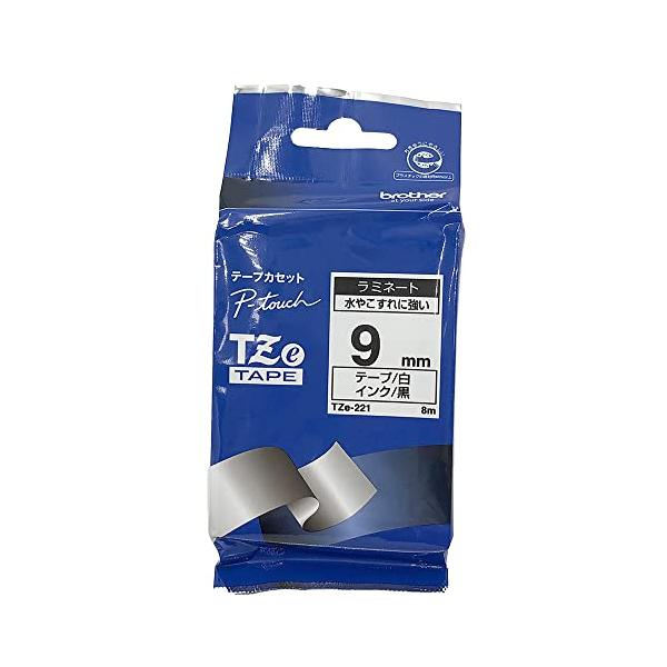 ・白地/黒文字 9mm TZE-221・・Size:9mmColor:白地/黒文字・梱包サイズ:155.0 x 69.0 x 18.0 mm